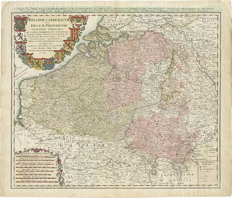 Antique Map Of Belgium And Luxembourg By Homann Heirs 1747