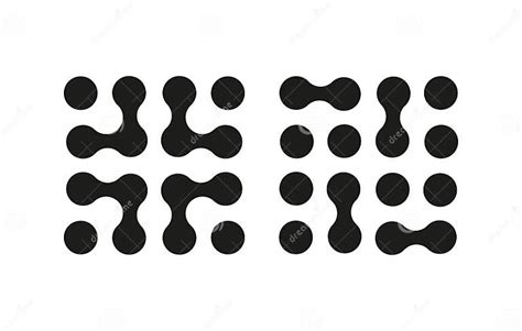 Abstract Connected Blobs Icon Set Of Metaball Logotype Connected Dots Sign Integration Symbol