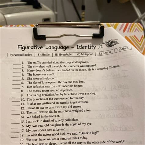 English Figurative Language Identify It