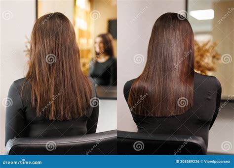 Before And After The Straightening Procedure With Keratin Botox Or