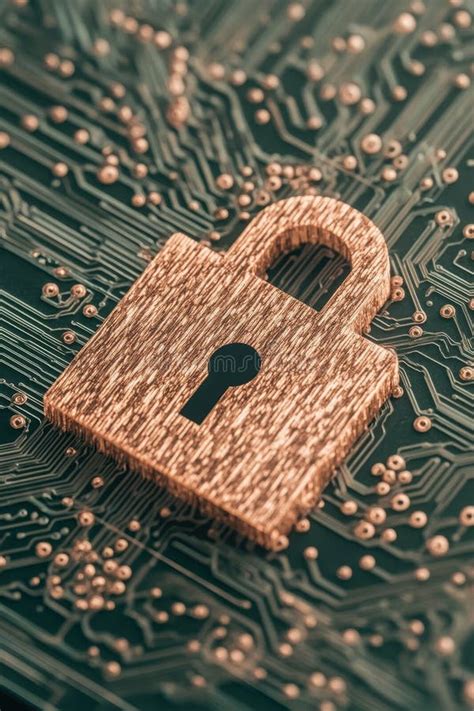 Padlock On Circuit Board Illustrating Cybersecurity Awareness Security Lock Protecting Digital