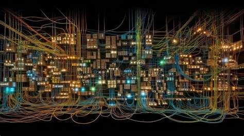 data packets flowing through cables and routers visualizing the