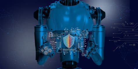 3d Robotic Render Background With Cyber Security Icon On Circuit Diagram Technology Concept