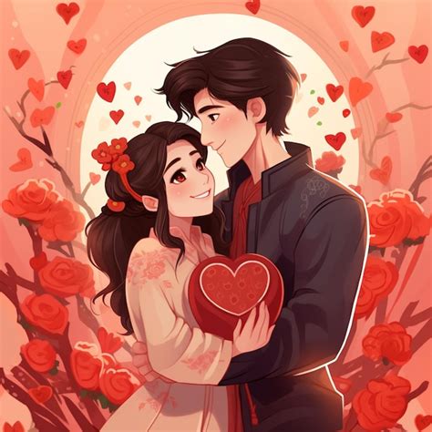 Premium Photo Cute Cartoon Couple For Love Cartoon