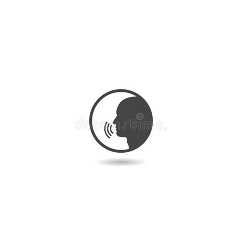 Voice Command With Sound Waves Icon With Shadow Stock Vector