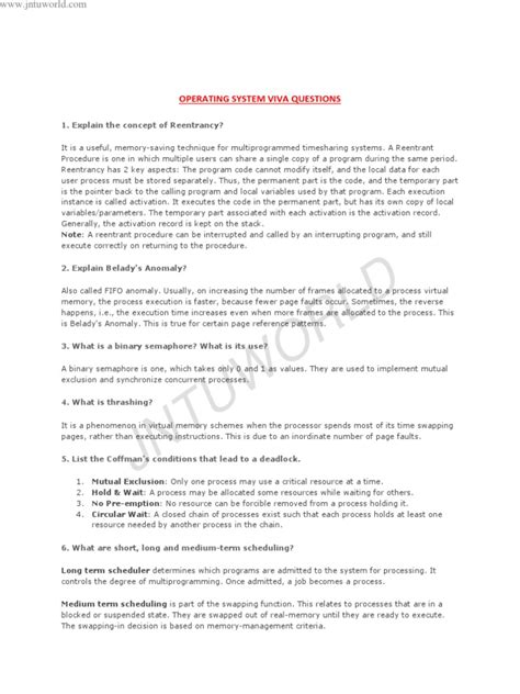 Operating System Viva Questions Process Computing Scheduling