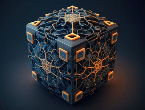 3d Cube Neural Network 3d Illustration Big Data And Cybersecurity Stock Image Image Of