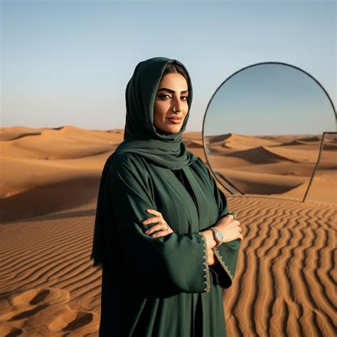 A Woman Stands In The Desert With Her Arms Crossed Premium Ai Generated Image