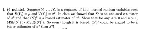 solved 1 6 points suppose y1 … yn is a sequence of