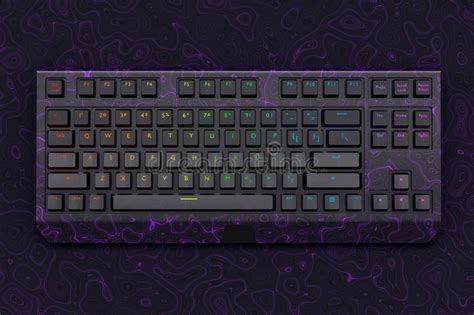 Realistic Computer Keyboard With Seamless Wavy Pattern Isolated On Dark Stock Illustration