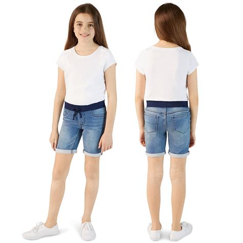 Vigoss Girls Jean Shorts Knit Waist Bermuda Shorts For Girls Pull