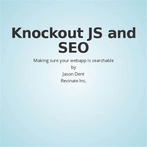 Knockout Js And Seo