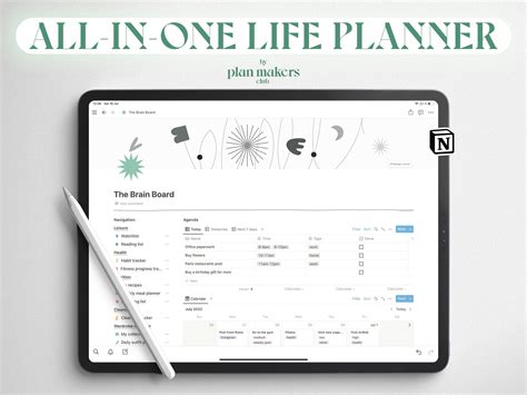 Notion Template Life Planner Monochrome Notion Dashboard Notion Planner All In One Notion
