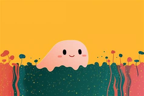 Cute Smiling Blob In A Colorful Landscape Premium Ai Generated Image