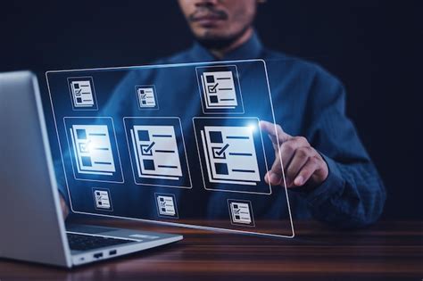 Premium Photo Businessman Using Computer For Dms Documents Management And Erp Software For