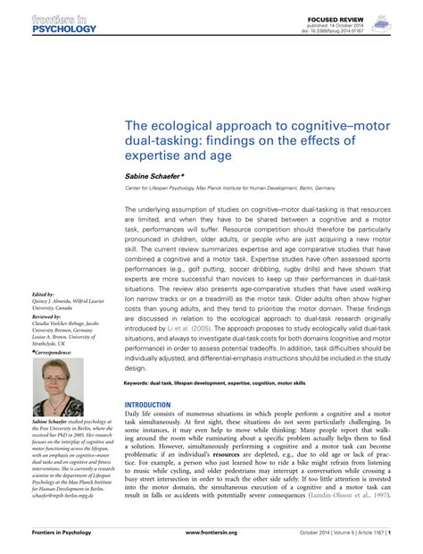 Pdf The Ecological Approach To Cognitive Motor Dual Tasking Findings On The Effects Of