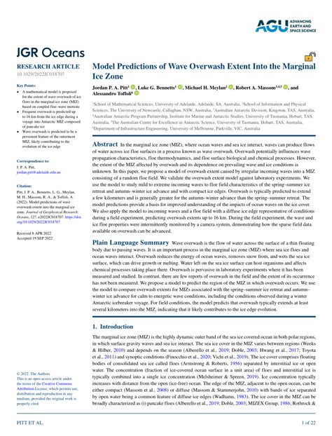 Pdf Model Predictions Of Wave Overwash Extent Into The Marginal Ice Zone