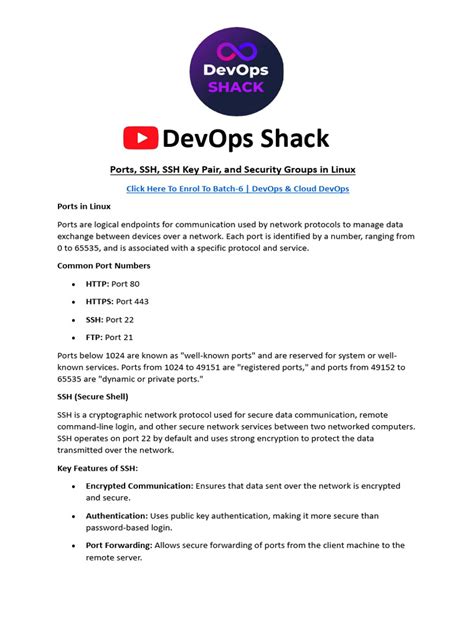 Ports Ssh Ssh Key Pair And Security Groups In Linux Pdf Secure