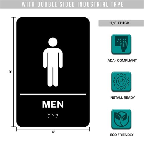 Mens Bathroomrestroom Sign W 2 Sided Tape Ada Compliant With Braille