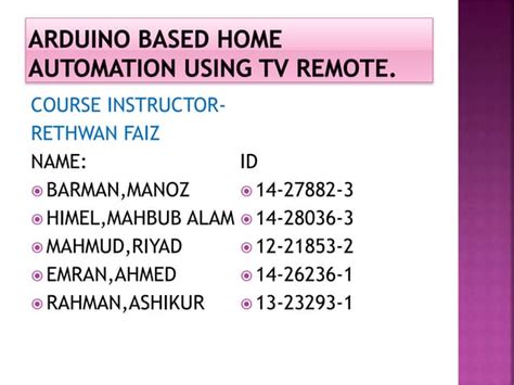 Arduino Based Home Automation Using Tv Remote Pptx