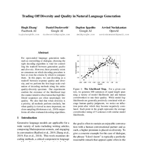 Trading Off Diversity And Quality In Natural Language Generation Acl Anthology