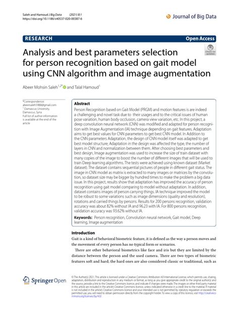 Analysis And Best Parameters Selection For Person Recognition Based On Gait Model Using Cnn