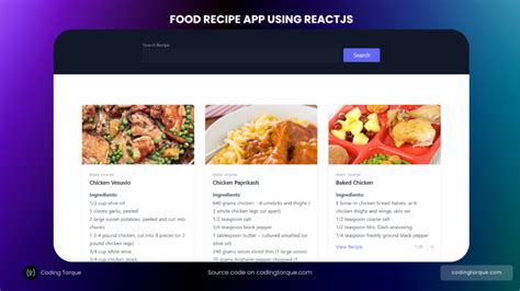 Food Recipe App Using Reactjs Coding Torque