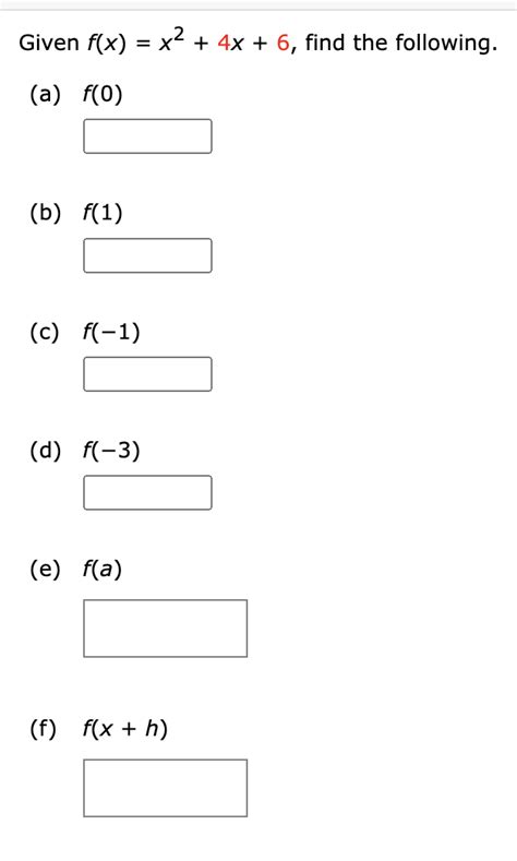 solved given f x x2 4x 6 ﻿find the