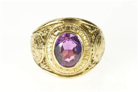 14k Nyu College Of Engineering 1954 Class Yellow Gold Ring Size 1275