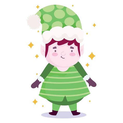 Merry Christmas Helper With Dotted Hat Decoration And Celebration Icon