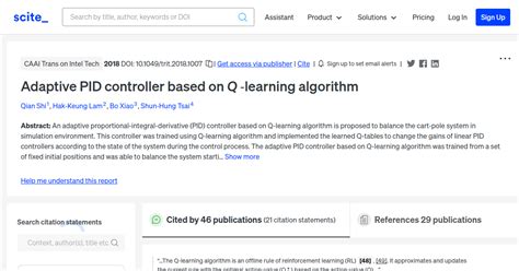 Adaptive Pid Controller Based On Q ‐learning Algorithm Scite Report