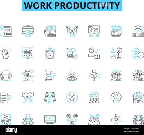 Work Productivity Linear Icons Set Efficiency Motivation Focus Time Management Organization