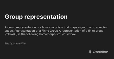 Group Representation The Quantum Well Obsidian Publish Group Representation The Quantum Well Obsidian Publish