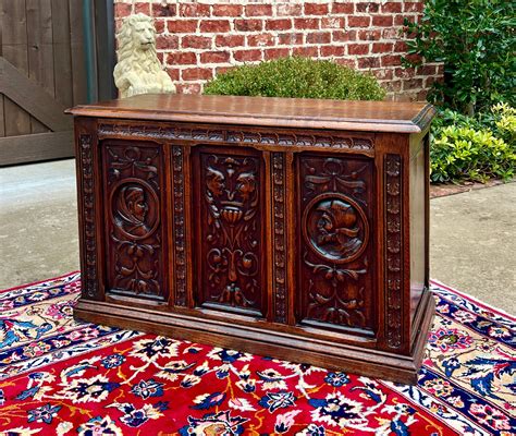 Antique English Trunk Chest Blanket Box Storage Coffer Oak C 1900s 1920s For Sale At 1stdibs