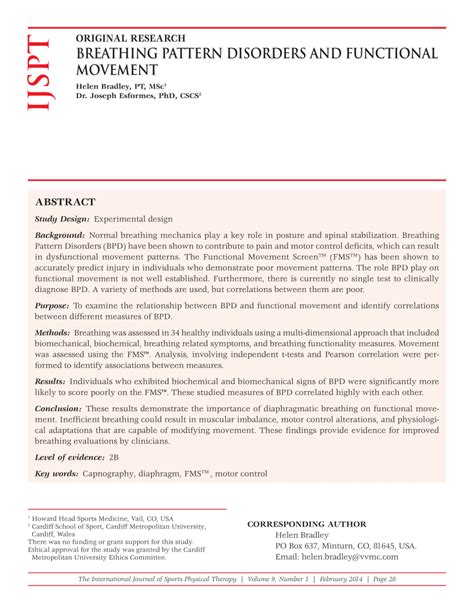 Pdf Breathing Pattern Disorders And Functional Movement
