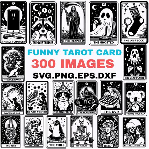 Funny Tarot Card Bundle 300 Images Svg Png Eps Hilarious Fortune Teller