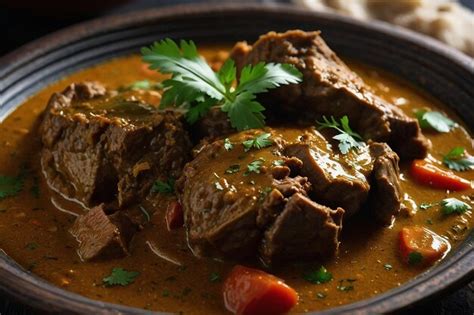 Mutton Curry With Fresh Herb Garnish Premium AI Generated Image