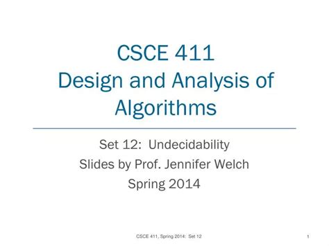 Ppt Csce 411 Design And Analysis Of Algorithms Powerpoint