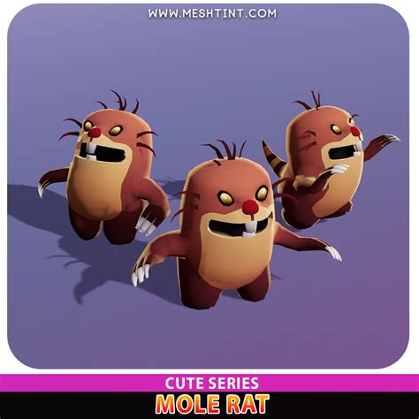 Meshtint Studio Mole Rat Cute Series Free 3d Model Tutorial