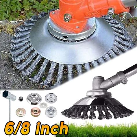 와이어 휠 잔디 트리머 헤드 정원 라운드 에지 브러시 커터 잔디 트리머 헤드 잔디 깎는 기계용 잡초 제거 플레이트 Aliexpress