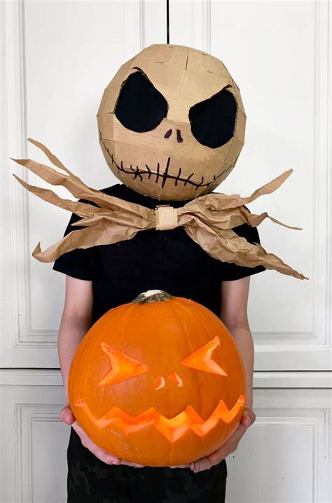 Diy Cardboard Nightmare Skeleton Head Cardboard Costume Halloween