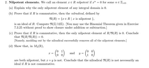 solved 2 nilpotent elements we call an element x e r