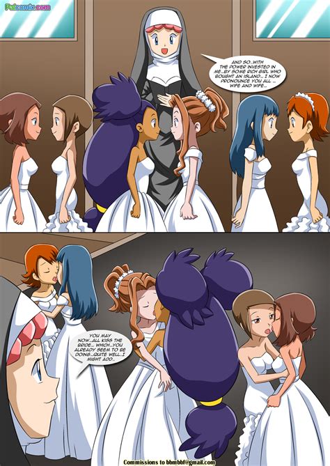 Xbooru 6girls Art Back Bandanna Bare Shoulders Blue Eyes Blue Hair