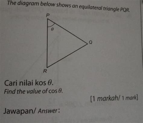 Solved: The diagram below shows an equilateral triangle PQR. Cari nilai ...