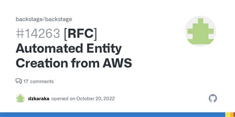 [rfc] automated entity creation from aws · issue 14263 · backstage