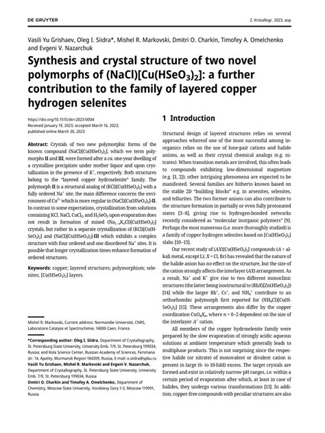 Pdf Synthesis And Crystal Structure Of Two Novel Polymorphs Of Nacl