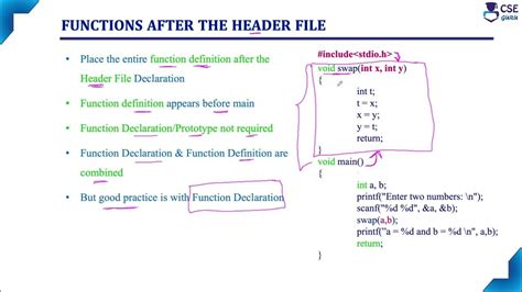 Location Of Function In C Functions In C Lec 105 C Programming