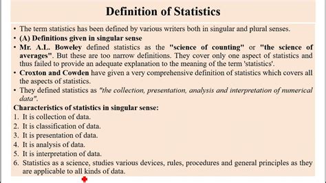 Quantitative Techniques In Economics Origin And Definition Of Statistics Youtube