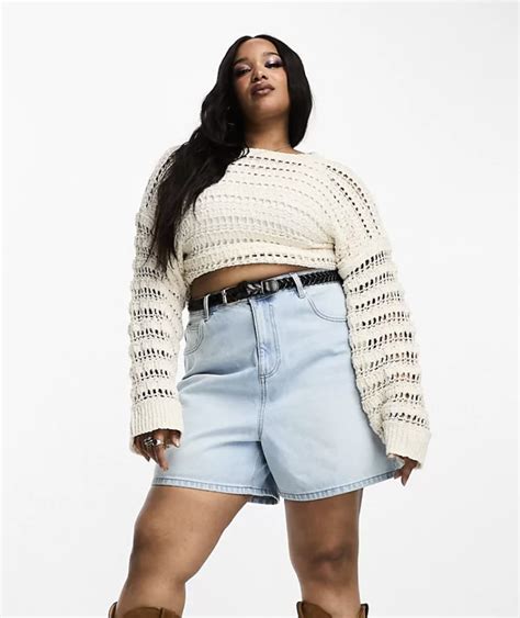 ASOS DESIGN Curve Denim Dad Shorts