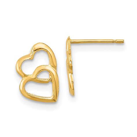 14k Yellow Gold Madi K Hearts Post Earrings Se2040 Au